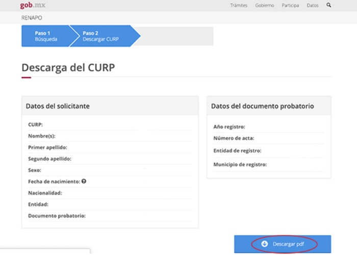 Consultar Mi CURP Online Gratis >> DESCARGAR CURP